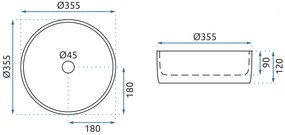 Rea Merida umyvadlo, 35,5 x 35,5 cm, šedá-zlatý okraj, REA-U8550
