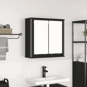Koupelnová Nástěnná Skříňka Se Zrcadlem Černý Dub 60X21X60 Cm