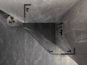 Mexen Lunar, L pravý výklopný pětiúhelníkový sprchový kout 90 x 90 cm, 8mm čiré sklo, grafitový profil, 831L-090P-090L-95-00-P