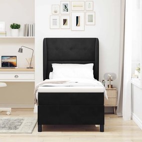 Postel s boxspringem s čelo Černý 200 x 80 cm samet 3340900