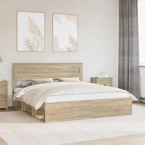 Rám postele s čelo Sonoma 200 x 200 cm Masivní borové dřevo 3409721