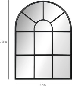 HOMCOM nástěnné zrcadlo okenní zrcadlo 70 x 50 cm dekorativní s kovovým rámem, závěsné zrcadlo do obývacího pokoje ložnice v černé barvě | Aosom.de