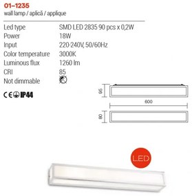 Redo Nástěnné LED svítidlo EGO, d. 60 cm