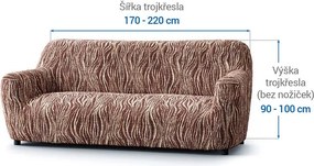 Bielastické potahy UNIVERSO NOVÉ žíhané hnědé trojkřeslo (š. 170 - 220 cm)