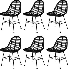 vidaXL Jídelní židle 6 ks přírodní ratan [275498] Barva: Černá