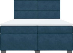 Box spring postel s matrací modrá 200 x 200 cm samet 3293300