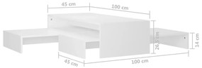 Sada konferenčních stolků bílá 100 x 100 x 26,5 cm dřevotříska - Default Title