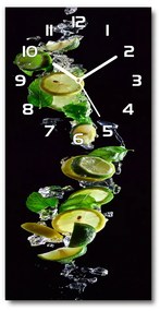Wallmuralia Nástěnné hodiny Limetky a sitrony 30x60 cm