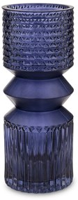 Tmavě modrá váza se strukturou 25 cm 142233