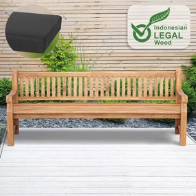 Teaková lavice Jackson s sedací polštář 240 cm + teak – tmavě šedá