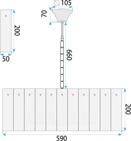 Toolight Toolight, skleněná závěsná svítilna 60cm, 8xE14, APP1779-CP, zlatá, OSW-03629