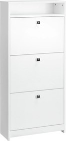 HOMCOM Botník s 3 sklápěcími přihrádkami (18 párů bot) a 1 úložnou policí z dřevotřísky, bílý, 60x24x132cm