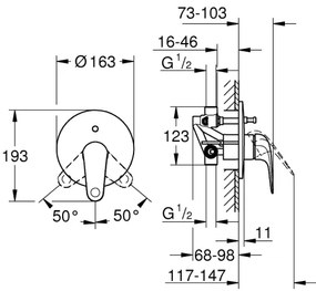 GROHE 24336001 - Vanová baterie SWIFT DN 15 lesklý chrom