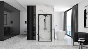 Rea Rapid Swing, 3-stěnový sprchový kout 80 (dveře) x 100 (stěna) x 195 cm, 6mm čiré sklo, černý profil, KPL-009951