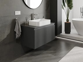 Mexen Rivel, koupelnová skříňka 90 cm, 1 zásuvka, drážkovaná, grafitová matná, 91A20-09047-1-BF66