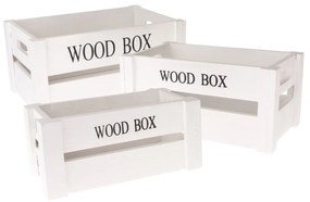 Sada dřevěných bedýnek Wood Box, 3 ks, bílá
