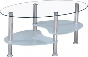 Tempo Kondela Oválný konferenční stolek WAVE NEW, ocel/sklo