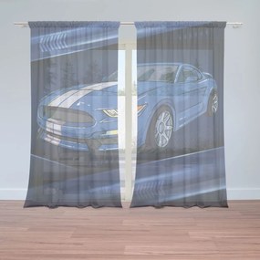 Sablio Záclony Mustang Modré pozadí s pruhy: 2ks 150x250cm