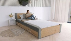Maxi Postel z masivu Iris 90x200 cm, ŠEDÁ/Dub Artisan