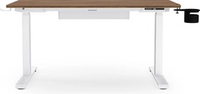 Elektrický stůl s nastavitelnou výškou ergonomický bílý/ořech,1200x600 mm: ARIA