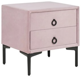 Noční stolek sametový růžový SEZANNE Beliani