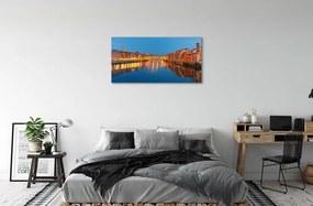 Obrazy na plátně Italy River mosty budovy v noci 140x70 cm