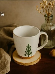 Sinsay - Vánoční hrnek s potiskem vánočního stromku - krémová