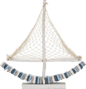 Dřevěná dekorace Boath 45 cm modrá