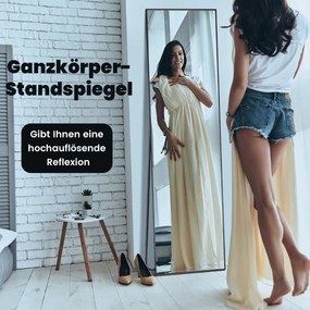 Costway Celoplošné zrcadlo Stojací zrcadlo 2 v 1 a nástěnné zrcadlo z – černý