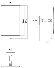 Emco Cosmetic mirrors Pure - Nástěnné hranaté holicí a kosmetické zrcadlo, 132 x 208 mm, 3 násobné zvětšování, chrom 109400107