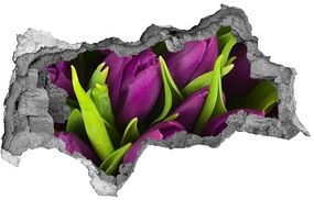 Wallmuralia Samolepící díra nálepka Fialové tulipány 95x73 cm