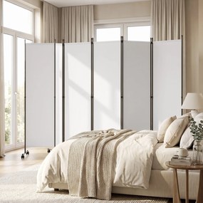 Costway Šestidílný skládací paraván 330 × 173 cm, bílý