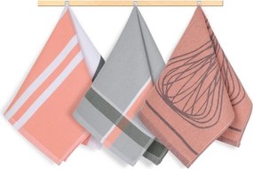 Bellatex Kuchyňské utěrky sada 3 kusů 50x70 cm Geometrie Oranžová,Šedá