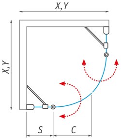 Roth Čtvrtkruhový sprchový kout TR2 LIGHT - bez vaničky Varianta: rozměry: 90x90 cm - (TR2 LIGHT900 - 738-9000000-00-02), Barva profilů a typ výplně: profily: brillant, výplň: transparent