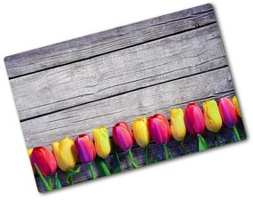 Wallmuralia Deska na krájení skleněná Tulipány na stromě 80x52 cm