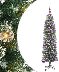 Umělý štíhlý vánoční strom Zelená a bílá 120 cm 3395275