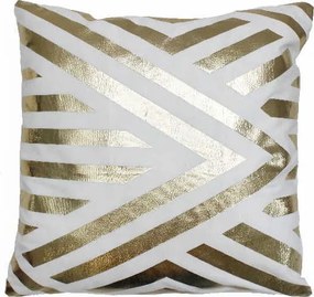 Povlak na polštář DECO VELVET Geometric 45x45 cm - bílý/zlatý