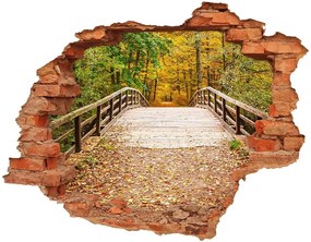 Wallmuralia Nálepka fototapeta 3D Most v lese podzim 90x70 cm