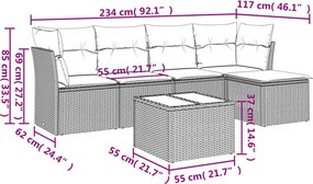 6dílná zahradní sedací souprava s poduškami černá polyratan 3249405