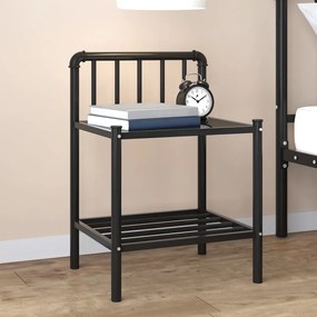 Noční stolek černý 45 x 34,5 x 62,5 cm kov a sklo - Default Title