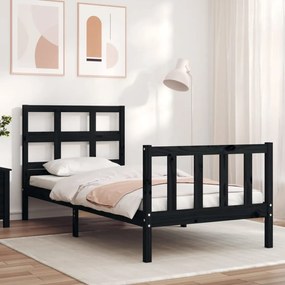 Rám postele s čelem černý 90 x 200 cm masivní dřevo,  3193000