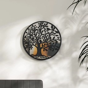 Zrcadlo černé 40 x 2,5 cm železo kulaté do interiéru 3093540
