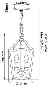 Feiss FE-YARMOUTH-3P - Lustr na řetězu YARMOUTH 3xE14/60W/230V