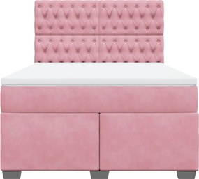 Box spring postel s matrací růžová 140x200 cm samet 3293241