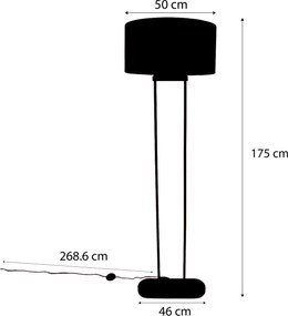 Stojací lampa černá s černým oválným stínidlem 50 cm - Thijmen