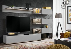 Casarredo - Komfort nábytek Obývací stěna, sestava SILK s LED osvětlením, perla grey/dub wellington