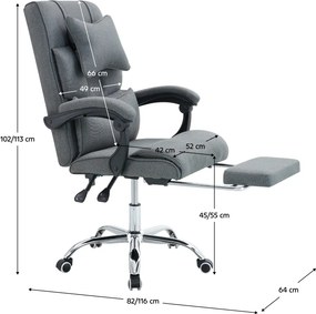 Kancelářské křeslo s výsuvnou podnoží, šedá/chrom, WALDOR NEW
