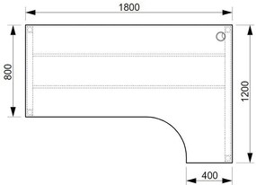 Kancelářský pracovní stůl Hobis Ergo UEO1800L, bílá RAL 9016, deskaakát