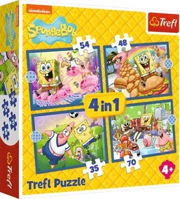 TREFL Puzzle SpongeBobův život 4v1 / 35+48+54+70 dílků / 28,5 x 20,5 c