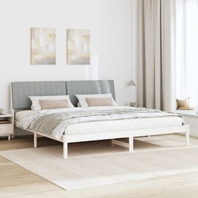 Rám postele s čelo Bílá 200 x 200 cm Masivní borové dřevo 3394402